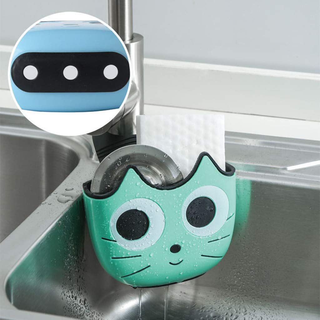 Kitchen Sink Shelf Soap Sponge Rack Holder, Fheaven Cute Cats Hanging Basket Storage Suction Cup Kitchen Organizer Sink Accessories Wash Dropshipping