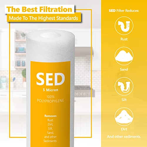 Express Water β 50 Pack Sediment Water Filter Replacement β 5 Micron, High Capacity β 10 inch β Under Sink and Reverse Osmosis System Filters (Model: FLTSED0550)