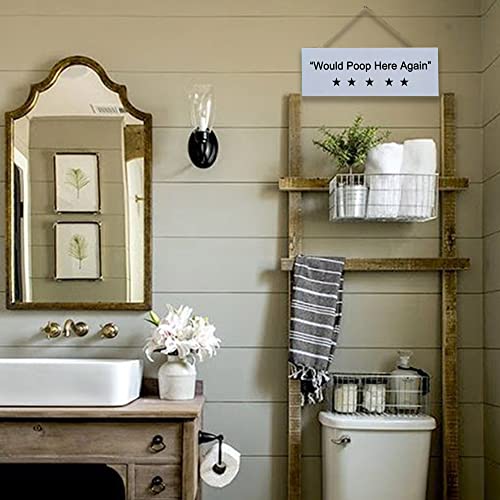 Maida Five Stars Would Poop Here Again Bathroom Sign Funny Home Decor Poop Sign for Bathroom Decor Wall Art Toilet Sign B7