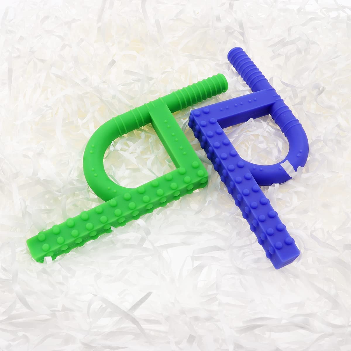 Sensory Chew Toys for Kids with Teething, ADHD, Autism, Biting Needs,Oral Motor Chewy Teether, Silicone chewlery for Boys and Girls(2 Pack Orange Purple
