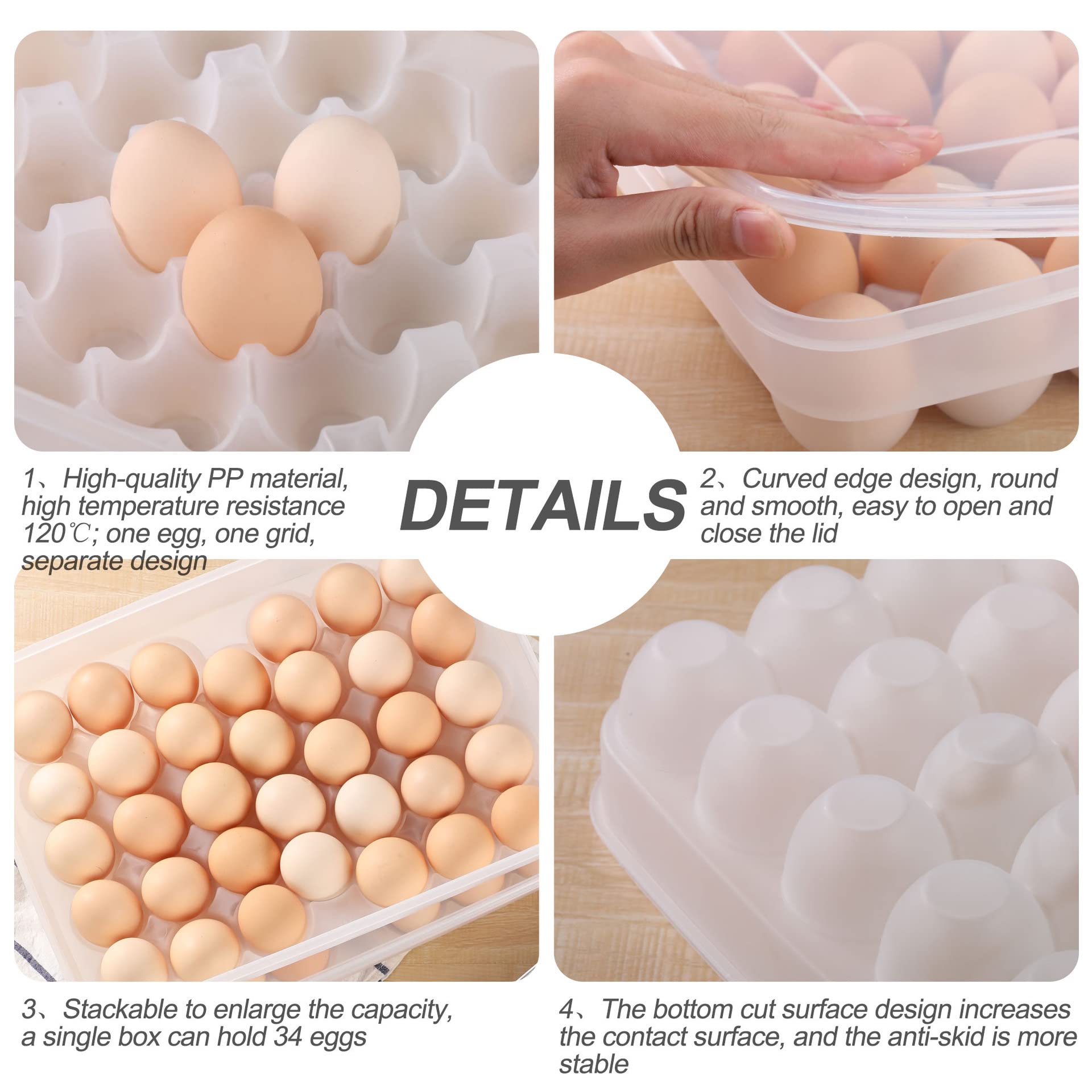 BEVOVBE Egg Holder For Refrigerator,Egg Storage Container Cartons Plastic Fridge Organizer Bins,Kitchen Freezer Deviled Egg Tray Containers With Lid Stackable 1pack