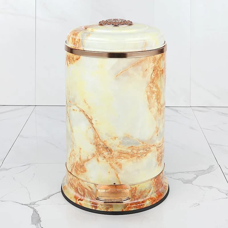 DOUBA Stainless Steel Metal Trash Bins Garbage Cans Foot Pedal Bucket Trash Kitchen Home Decoratio