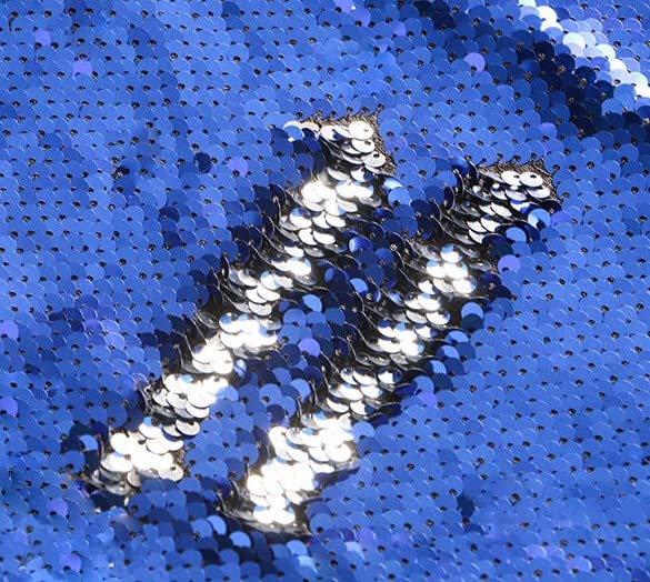 Sensory Wall Sequin Flip Fabric for Kids,0.2" Large Sequins Sensory Graffiti Fabric for Toddlers,Tactile Stimulation,Reversible Glitter Fabric (1 yd, Sapphire Blue + Silver)