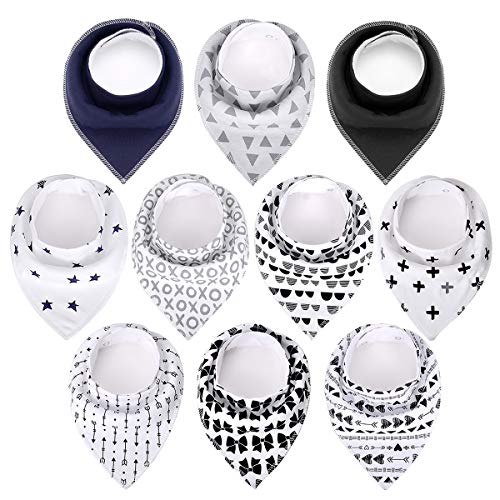 Maiwa Cotton Baby Bandanas Boys Bibs for Drooling Teething Feeding for 10 Pack