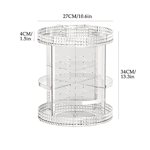 FIZZOQI 360 °Rotating Storage Rack Makeup Organizer Shelf Dressing Table Shelf Acrylic Lipstick Perfume Case Display Stand Cosmetic Organizer Rack