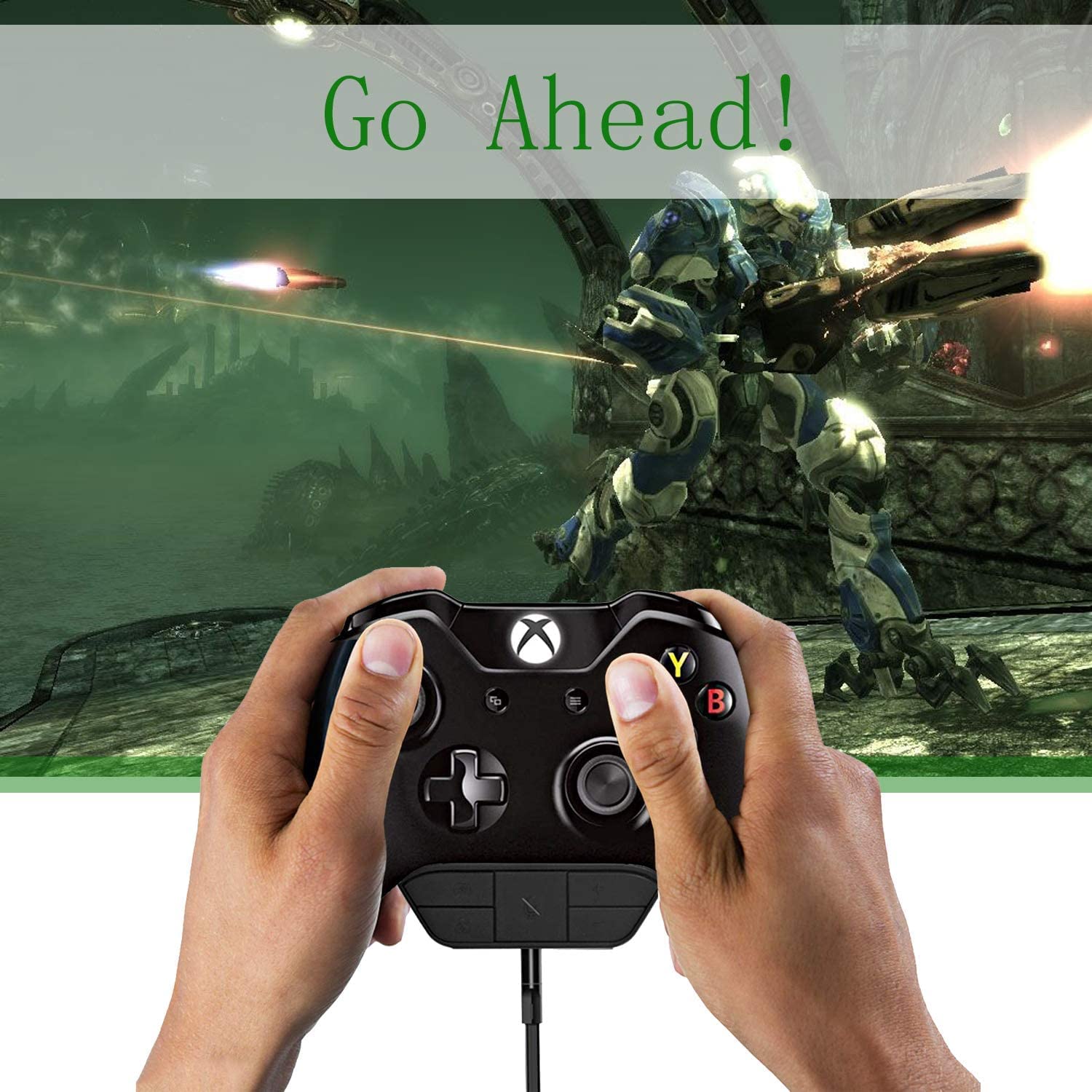 Cenxaki Stereo Headset Adapter for Xbox One, Game Audio Mic Headphone Converter PC – Black