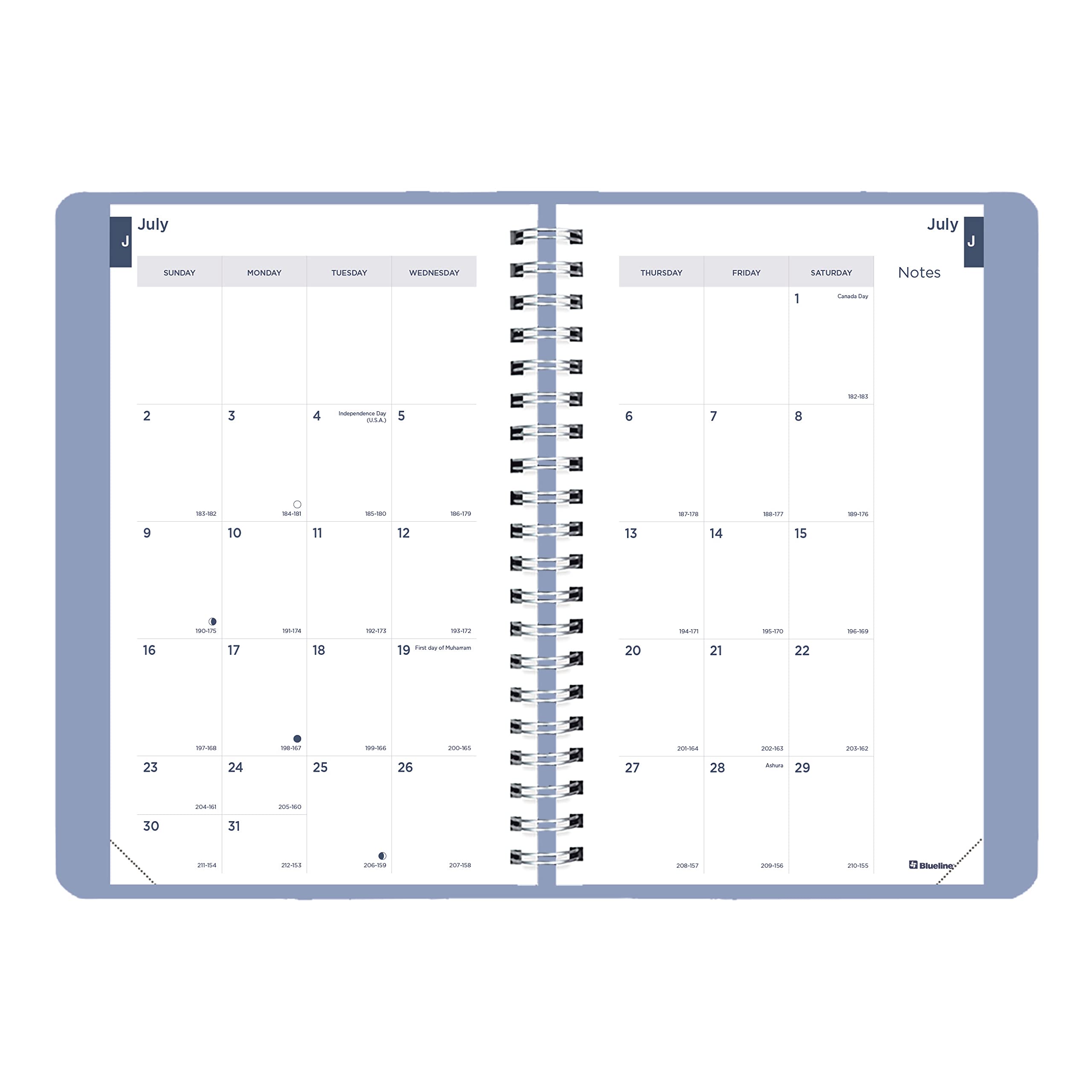 Blueline Essential Academic Weekly/Monthly Planner, 13 Months, July 2023 to July 2024, Twin-Wire Binding, Soft Vicuana Cover, 8" x 5", Cloud Blue (CA101F.02-24)