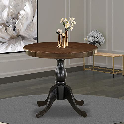 East West Furniture AST-WBK-TP Antique Dining Room Table - a Round kitchen Table Top with Pedestal Base, 36x36 Inch, Multi-Color