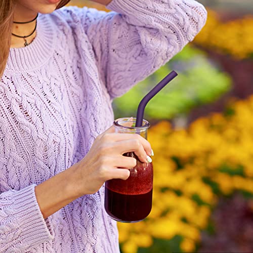 Elyum Set of 12 Reusable Silicone Straws, 10'' Extra Long Silicone Drinking Straws with 1 Bag and 2 Cleaning Brushes Multicolor BPA Free Smoothie Straw for 30oz and 20oz Tumblers (12 Bent)