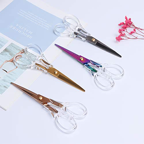 Koqye Multipurpose Scissors Acrylic Stainless Steel 6.3" Scissors Stylish Sharp Shears for Fabric Craft Supplies (Gold)