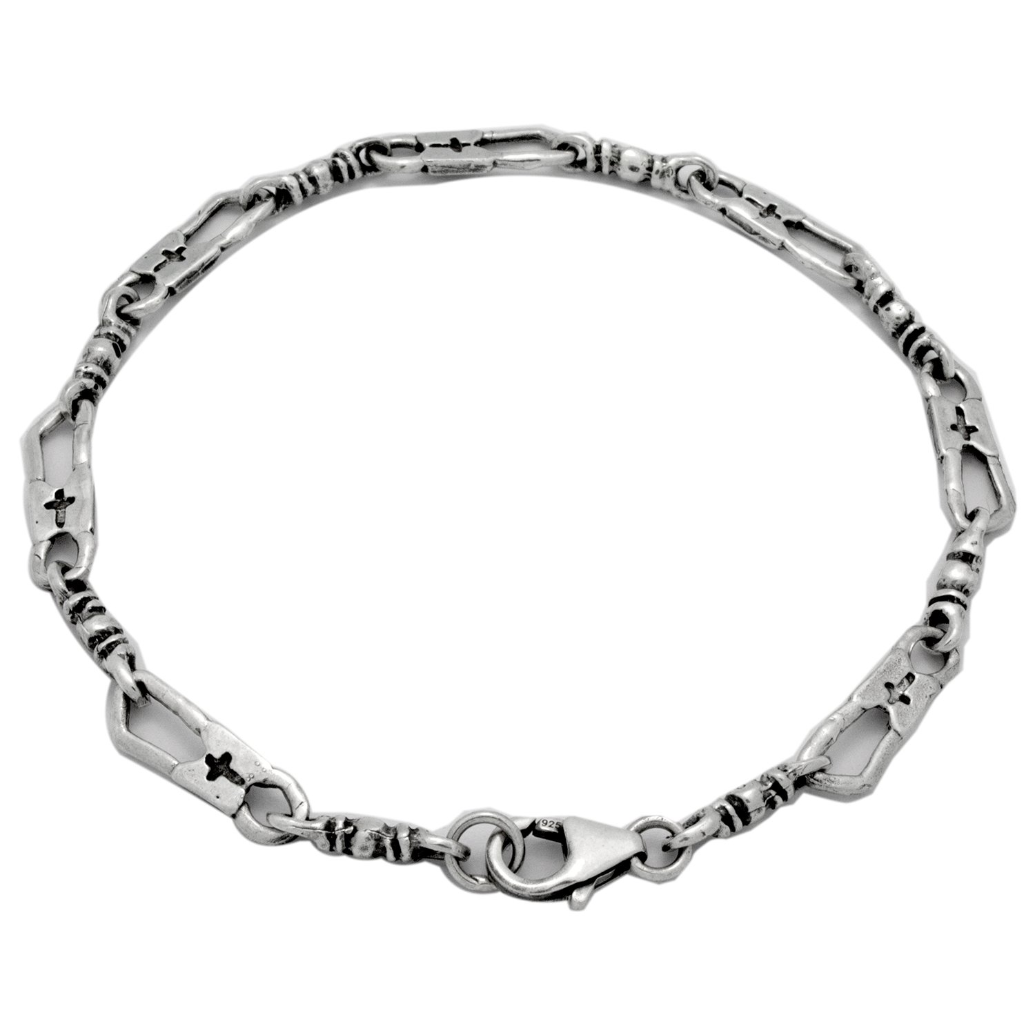 B and S Jewelry 925 Sterling Silver Oxidize Antique Finish Fisherman Link Bracelet Necklace (9)