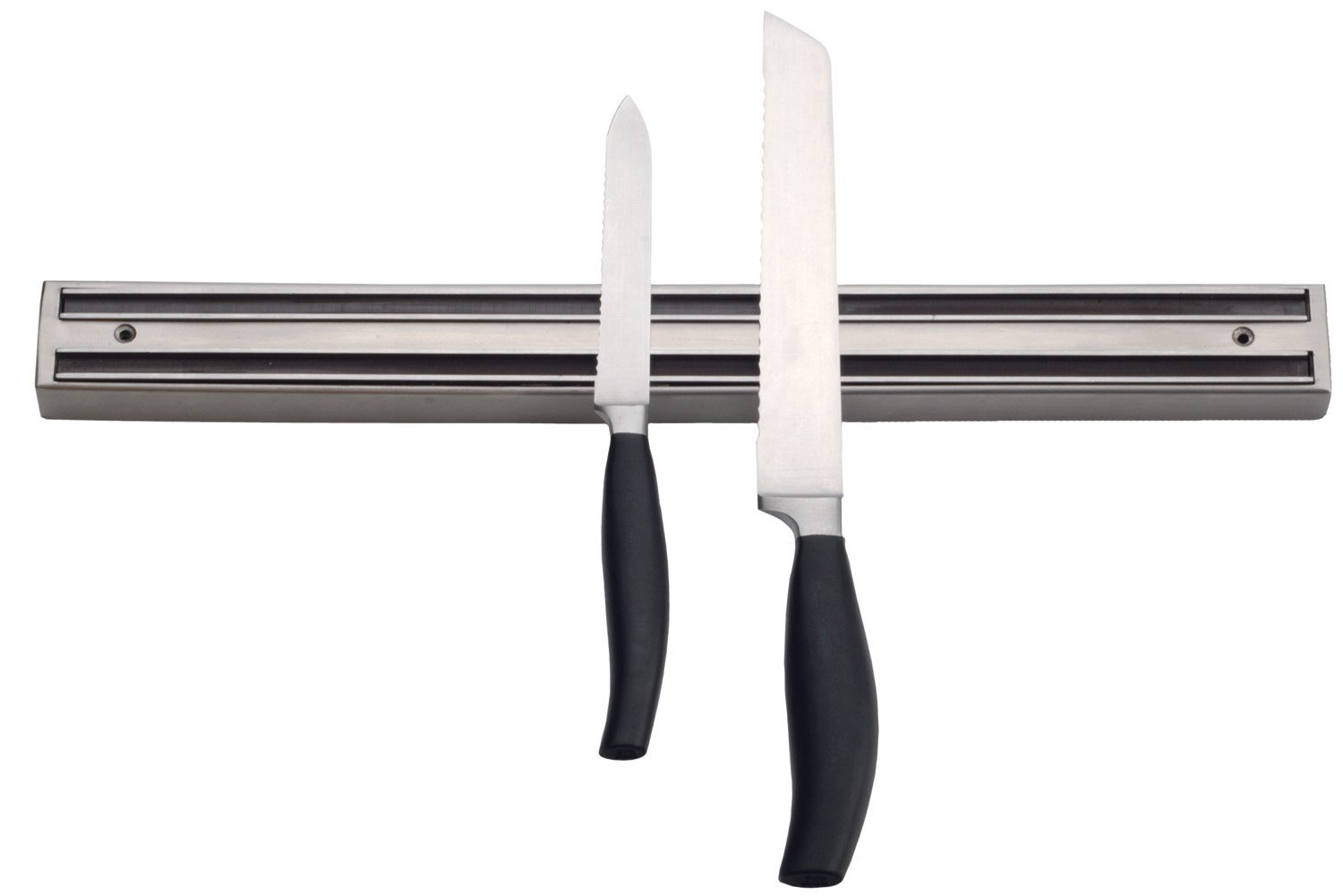 RSVP International Stainless Steel Knife Bar, 18" - Dual Magnetic Strips, Satin Finish