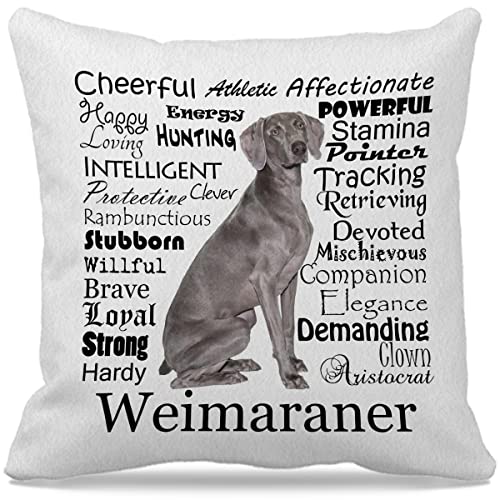 GICHUGI Dog Themed 18″×18″Funny Traits and Personality of A Weimaraner Dog Decorative Throw Pillow Case for Home Living Room Sofa Couch Bed Decor,Dog Lovers Weimaraner Mom Girls Women Gifts