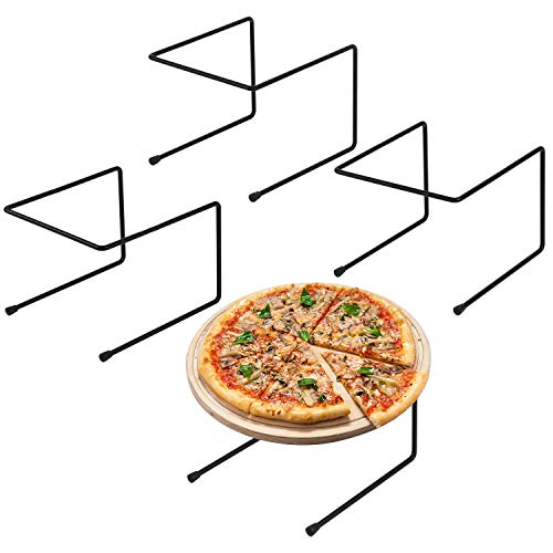 MyGift Black Metal Pizza Table Stands, Tabletop Pizza Pan Riser Food Platter Tray and Display Rack, Set of 4