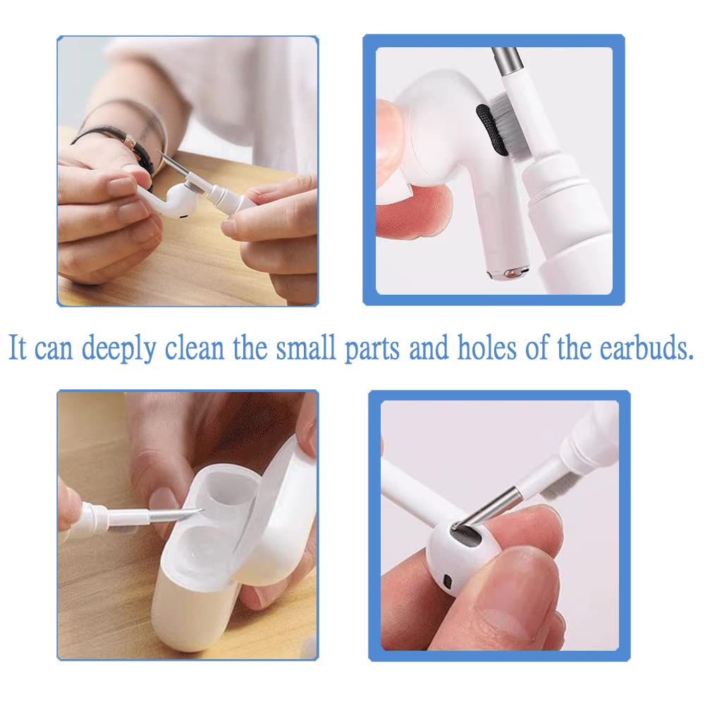 Bluetooth Earbuds Cleaning Pen, Earbuds Cleaning Kit in-Ear Headphones Cleaning Tool, Dust Removal Soft Brush, Multi Function Cleaning Tools for Bluetooth Earphones Case Airpods Pro 1 2 Huawei Samsung