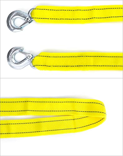 QWORK Tow Strap, | 1.8" x 13' | 11000 lb Capacity, Heavy Duty Towing Strap with Safety Hook, Trailer Rope Unloader for Vehicle Recovery, Towing, Stump Removal, etc