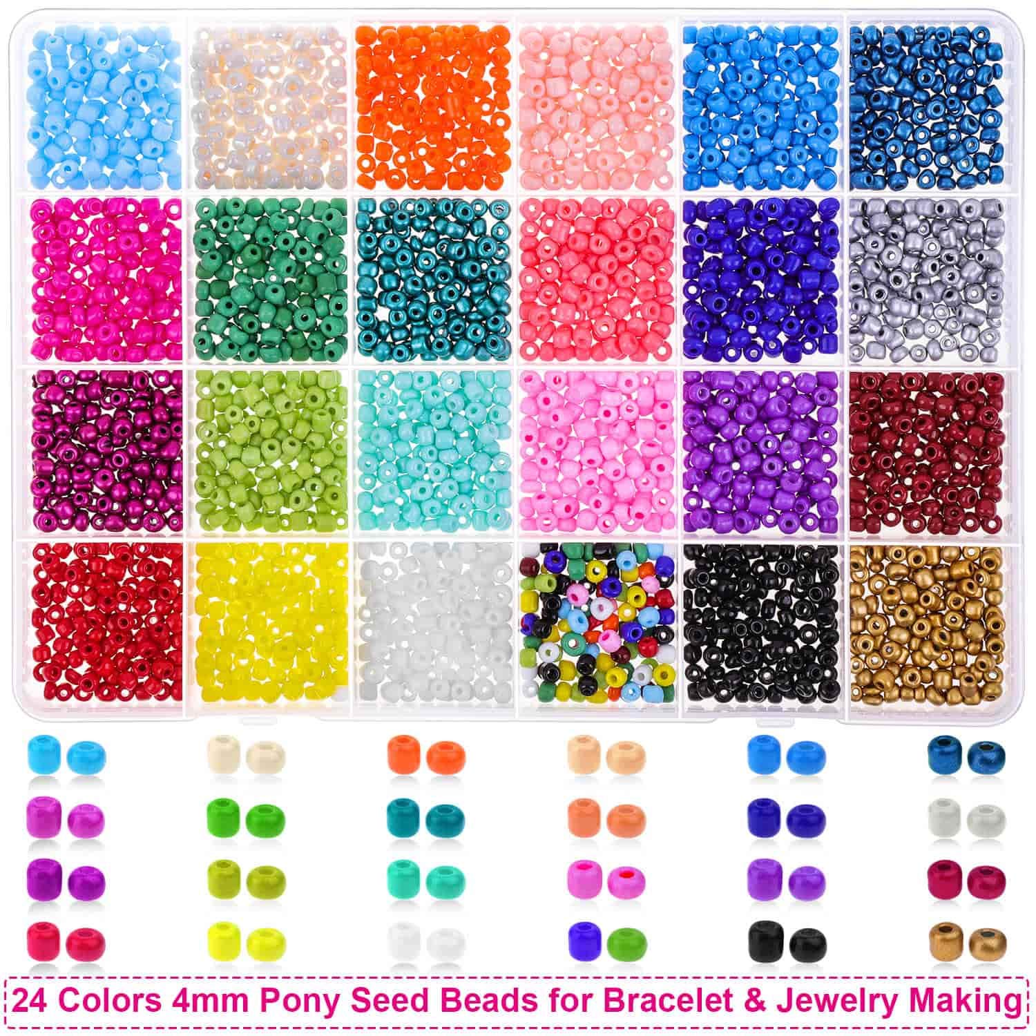 Beads for Bracelets, Cridoz 2800 Pcs 4mm Small Pony Beads with 1200 Pcs Alphabet Letter Beads for Jewelry Bracelets Making