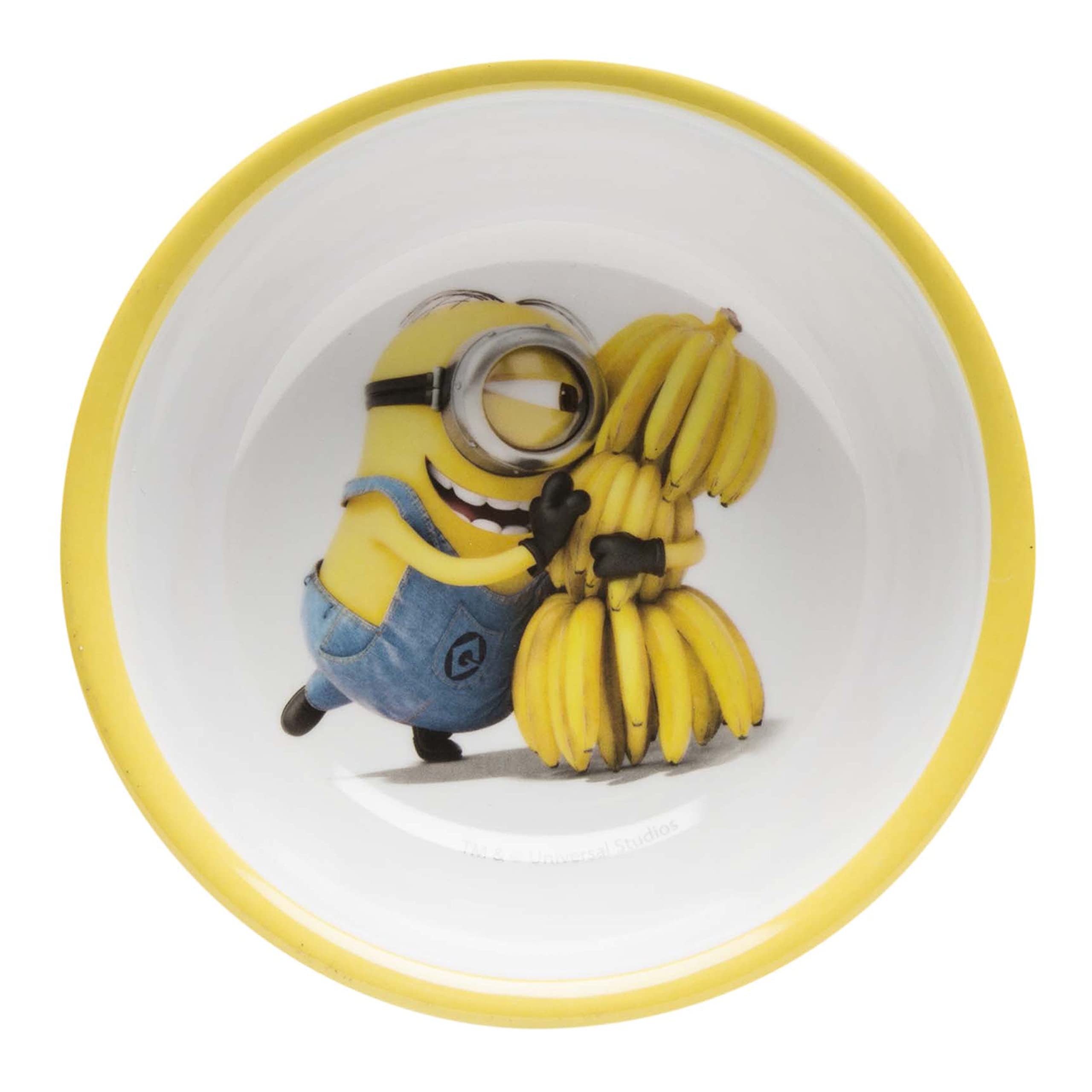 Zak Designs Minions Dinnerware Set Includes Melamine 3-Section Divided Plate, Bowl and Utensil Made of Durable Material and Perfect for Kids, 4 Piece Set, Minnions