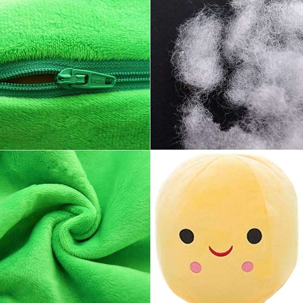 Giant Peas in A Pod Plush Toy Pea Pod Pillow Cute Pea Stuffed Toys Plant Doll Various Sizes (Yellow Beans,9.8''/25cm)