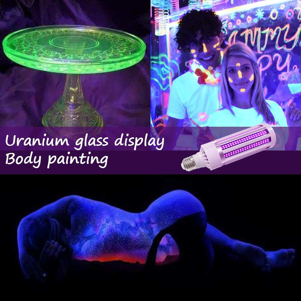 BVNVC Black Light Bulb, E26 60W Non-Dimmable Led Black Light Bulb UV 385-395nm, Suitable for Body Painting, Fluorescent Posters, UV Ink Curing、Holiday Parties (Black)