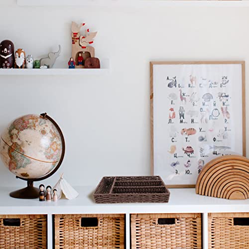 Healifty Wicker Rattan Baskets Tea Bag Sugar Packet Holder Coffee Station Condiment Organizer Woven Divided Basket Tray for Drawer Shelf Countertop Coffee
