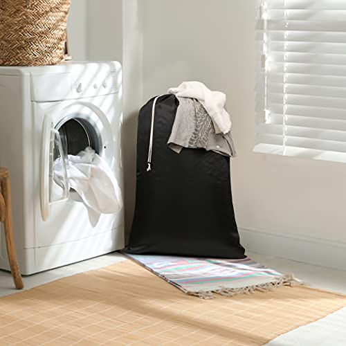 Nylon Laundry Bag,Laundry Bags,Extra Large Laundry bag, Draw strings Laundry bag,Home dry Cleaning Storage Bag,Hotels Laundry Bag,30x40 Laundry Bag- Black Set of 2