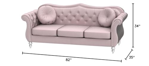 Glory Furniture Hollywood Velvet Sofa in Pink
