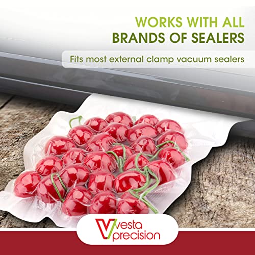 Vacuum Seal Pouches by Vesta Precision | Clear and Embossed Vacuum Sealer Bags | Liquid Block | 25 Vacuum Bags per Box (8x12)