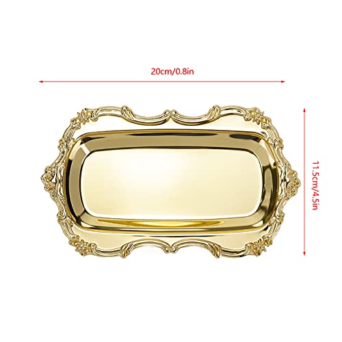 KUMGROT Fancy Serving Tray Tea Coffee Serving Tray Vintage Jewelry Organizer Elegant Dessert Platter Candy Table Supplies for Birthday Party Wedding Gold