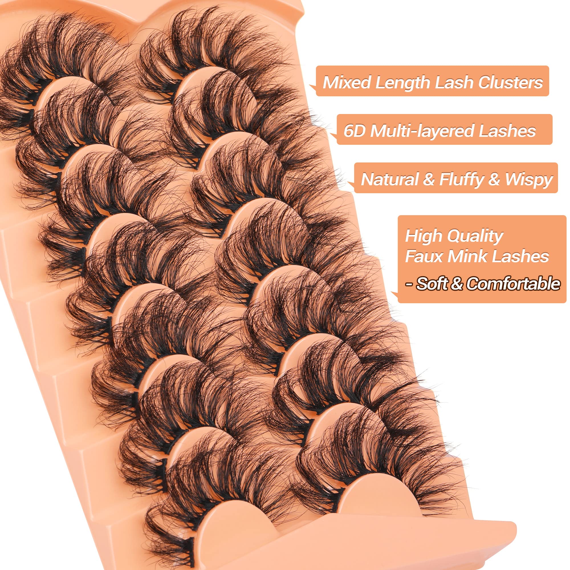 Cluster Lashes False Eyelashes Natural Look Fluffy Wispy Faux Mink Lashes Pack 16-20MM DIY Individual Lashes Cat Eye False Lashes 7 Pairs by Ruairie