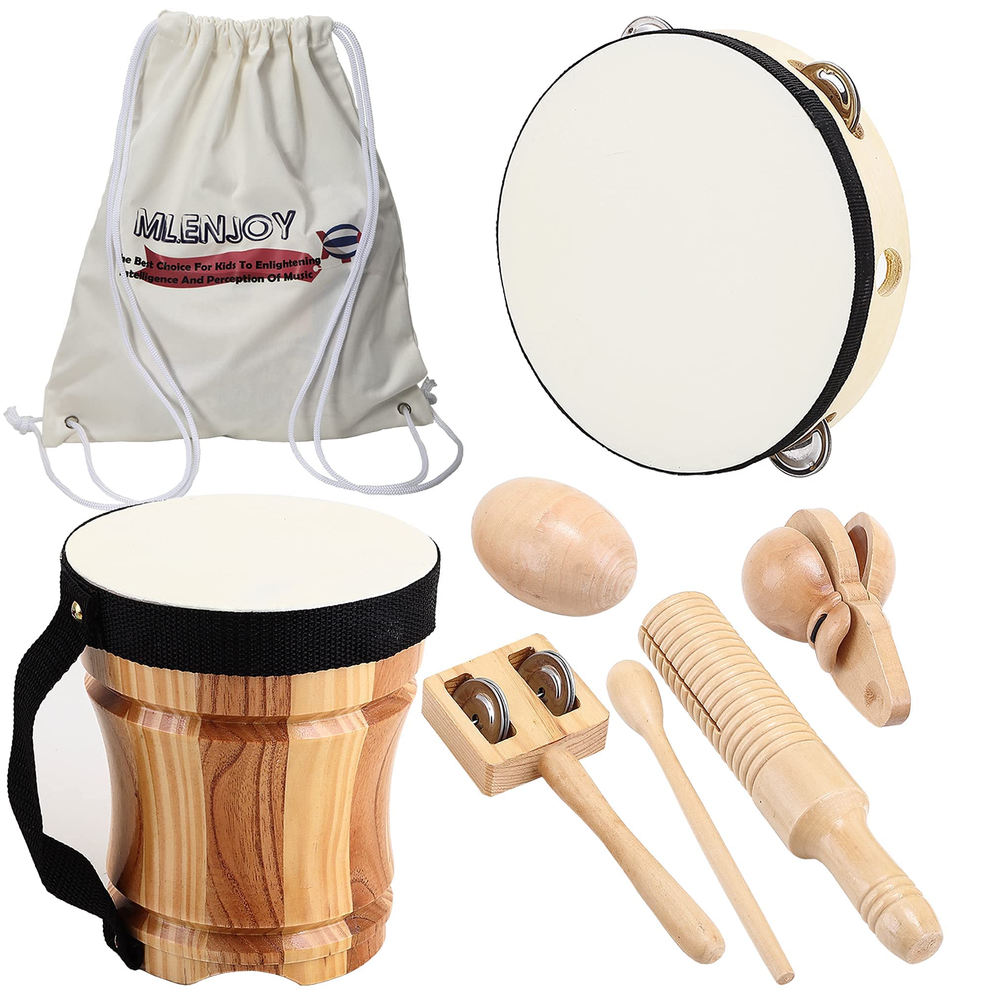 ML.ENJOY Wooden Musical Instruments Toys, Kids Musical Instruments, Toddler Musical Instruments, Eco-Friendly Music Set Natural Wood Percussion Instruments Set