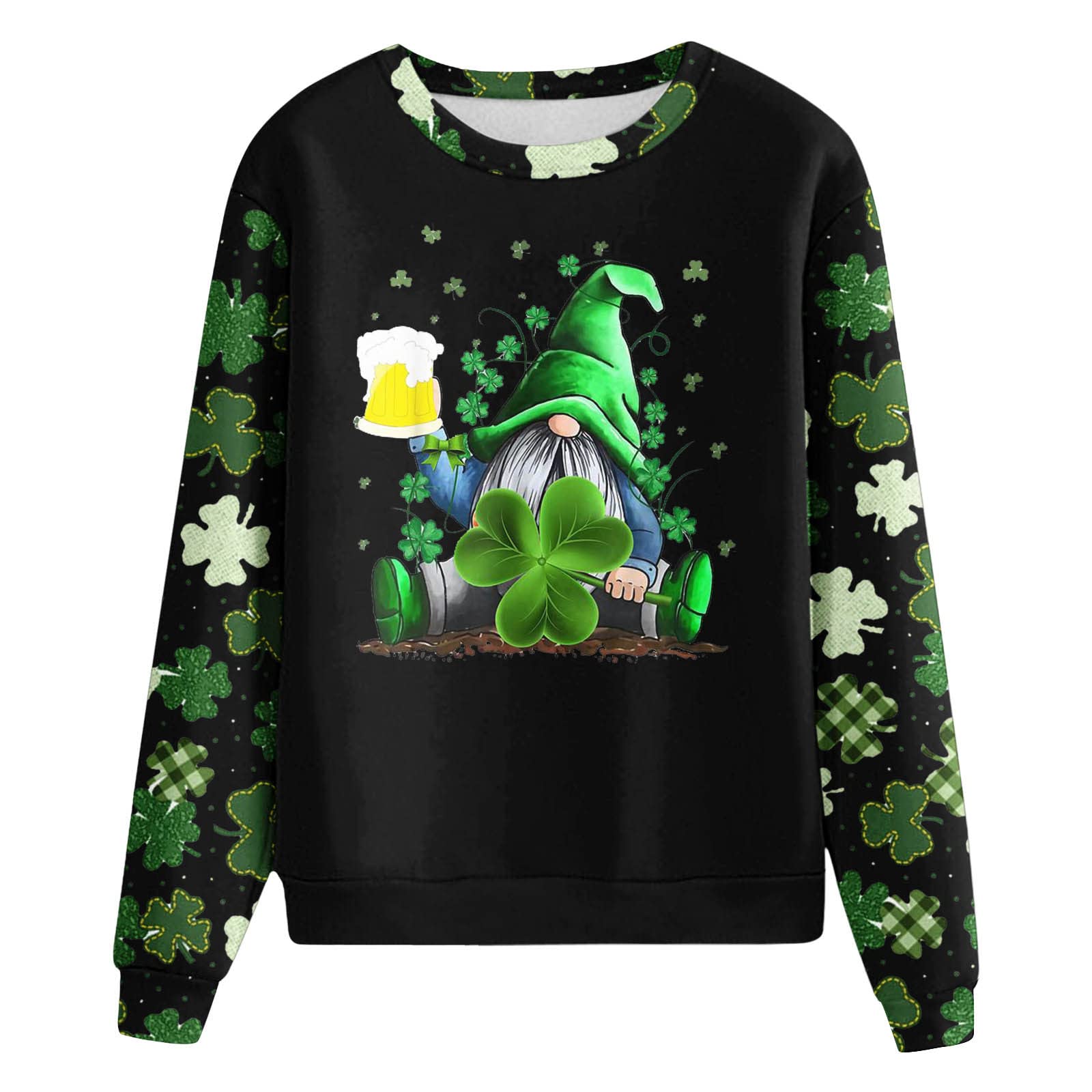 CGGMVCG Womens St Patricks Day Sweatshirt Top Long Cute Printed Sleeve Round Comfortable St Patricks Day Tops for Women, Z03 White, XL