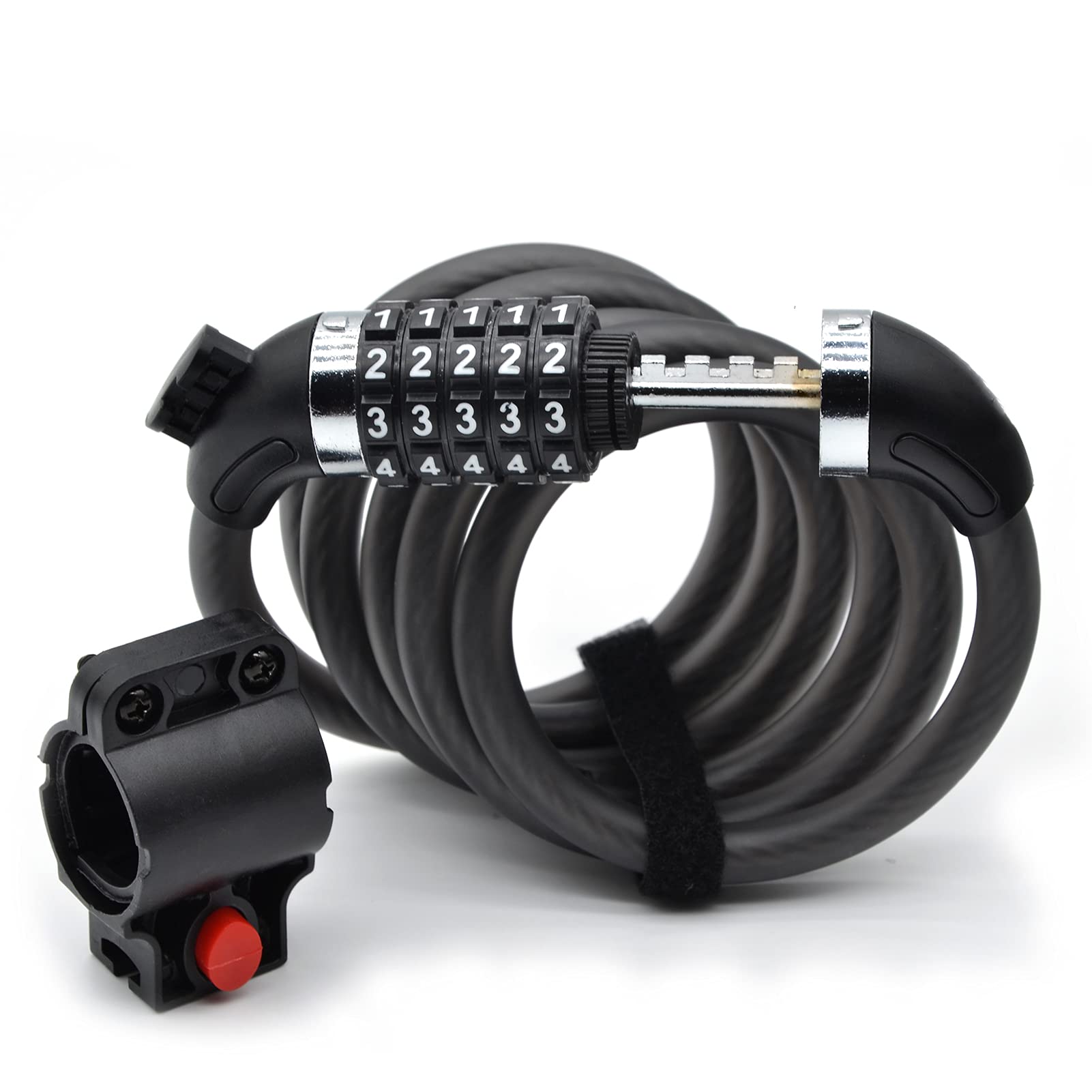 Bike Lock Cable 6 Feet Bike Security Chain Lock with Combination Code Keyless Anti Theft Resettable Password 5 Digit Hardness Mounting Bracket Steel Lock for Bike Bicycle Motorcycle Door Gate Outdoor