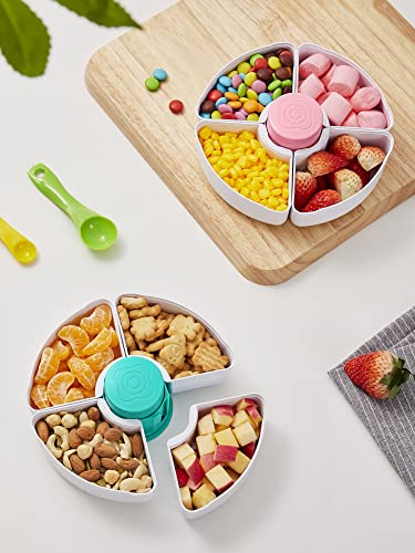 HEETA Baby Food Storage Container, Snack Box for Kids with 4 Removable Compartment and Lids, Reusable Snack Containers, Food Grade PP Material, BPA & PVC Free (Green)