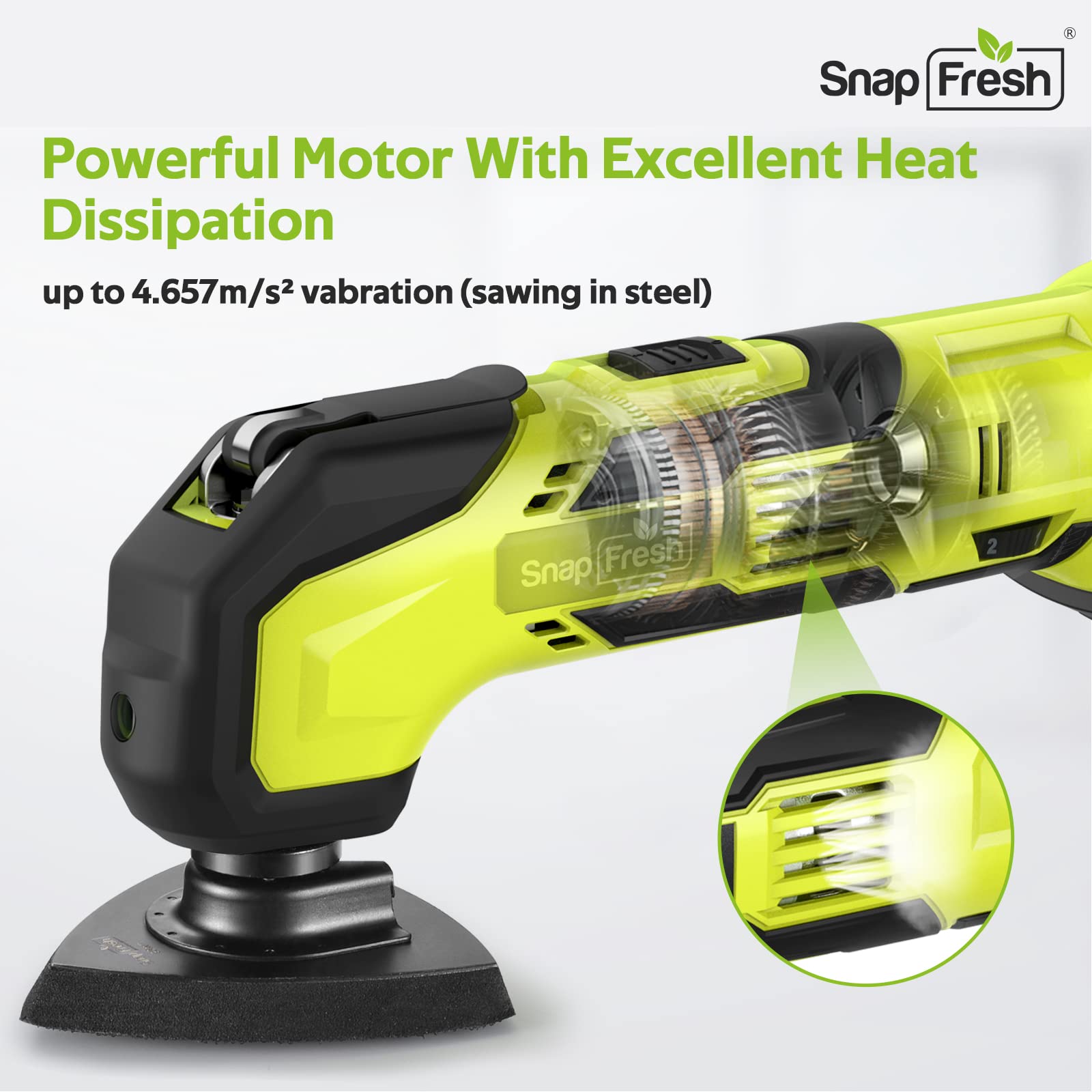 Cordless Oscillating Tool, SnapFresh 20V Battery-Powered Oscillating Multi-Tool with 6 Variable Speed Control and 22pcs Accessories for Trimming,Cutting, and Removing, Battery and Charger included