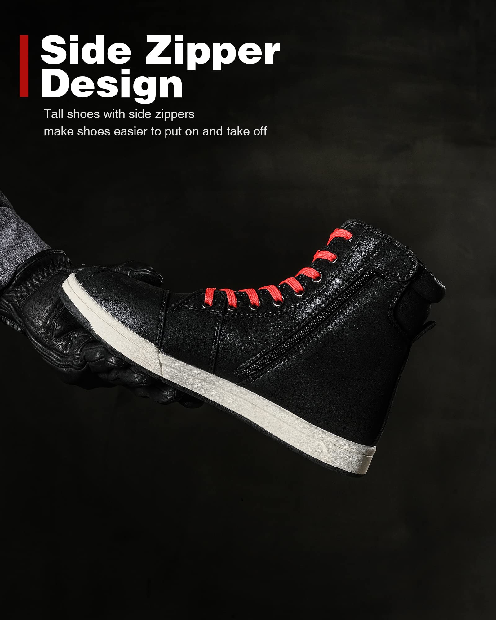 BORLENI Motorcycle Riding Shoes Road Street Motocross Protective Boots for Men, Casual Breathable Powersports Shoes