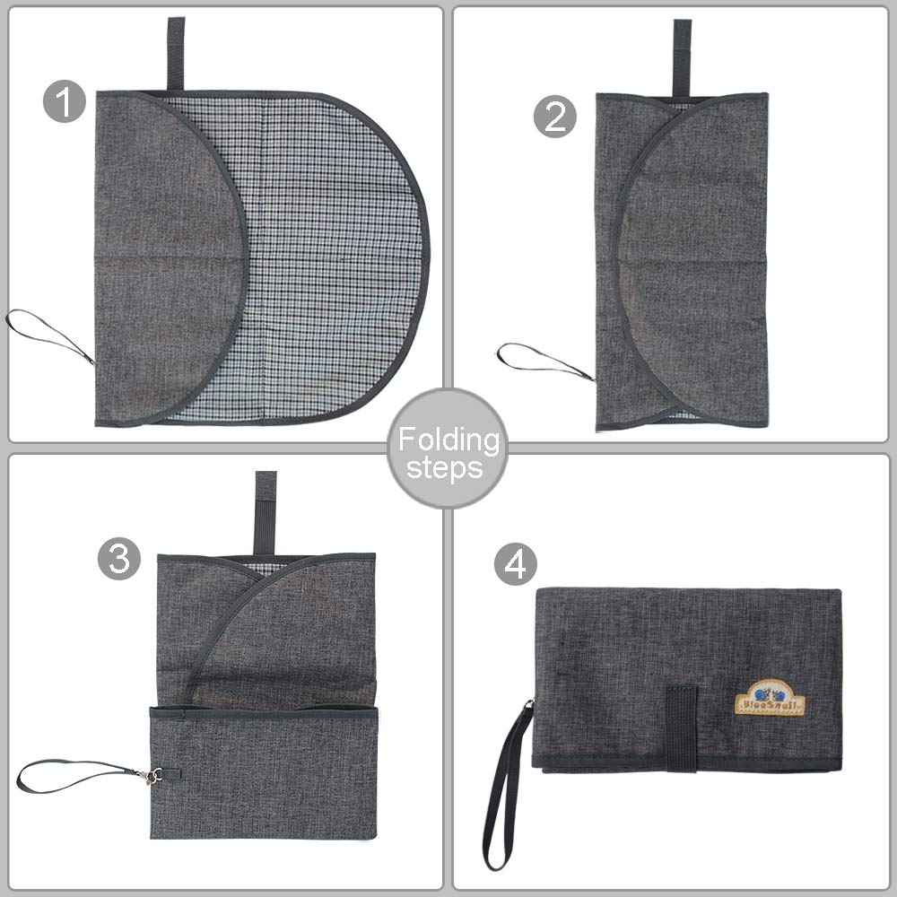 BlueSnail Portable Changing Pad,Diaper Clutch,Lightweight Travel Station Kit for Baby Diapering (Heather Gray)