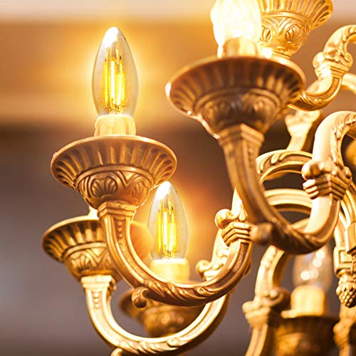 Emotionlite LED Light Bulbs, Dimmable Candelabra Bulbs, E12 Base, Amber Yellowish, Chandelier Light, Ceiling Fan Bulb, 40W Equivalent, 4W, 2200K, 350LM, UL Listed, 6 Pack