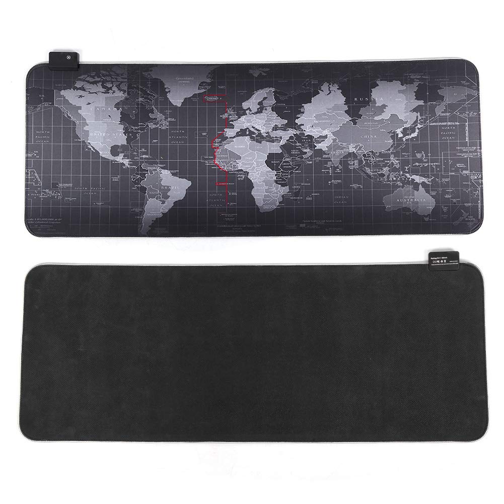 Ruiqas Gaming Mouse Pad RGB Mouse Pad Luminous Large World Map Mice Mat Waterproof Non- Slip Rubber Base 800x300