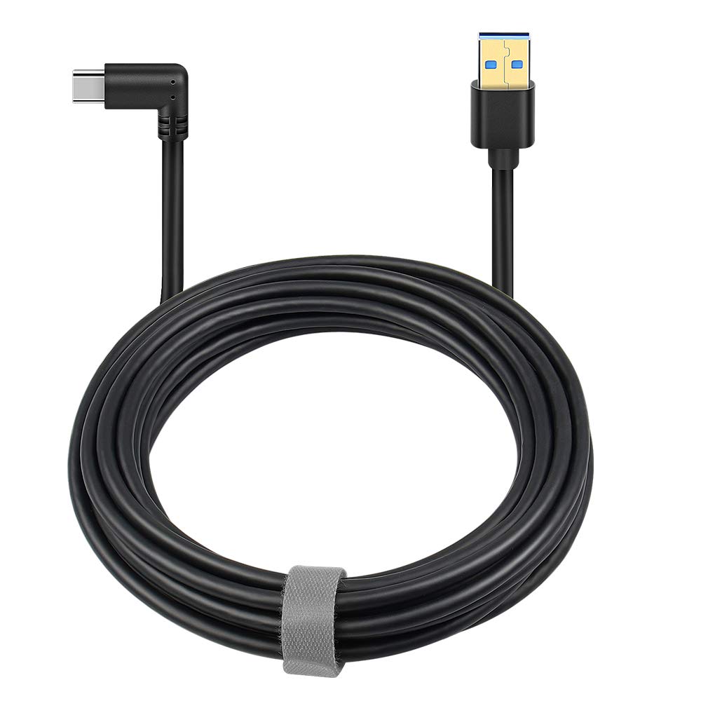 Paiholy USB Type C Cable, 90 Degree Angled High Speed Data Transfer & Fast Charging for VR Headset and Gaming PC (Black4, 16ft)