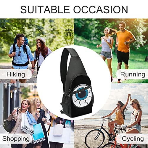 Enamel Pin Eyeball Crossbody Backpack Shoulder Bag Lightweight One Strap Sling Bag Travel Hiking Daypack