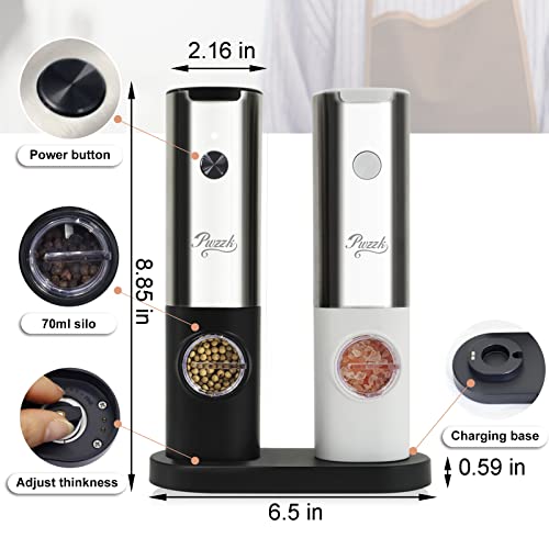 π΅ππ πΌπππππ
ππ
PwZzk Electric Salt and Pepper Grinder Set Rechargeable USB One Hand Automatic Operation Stainless Steel Electronic Spice Mill Shakers With Adjustable Coarseness (2 Pack)