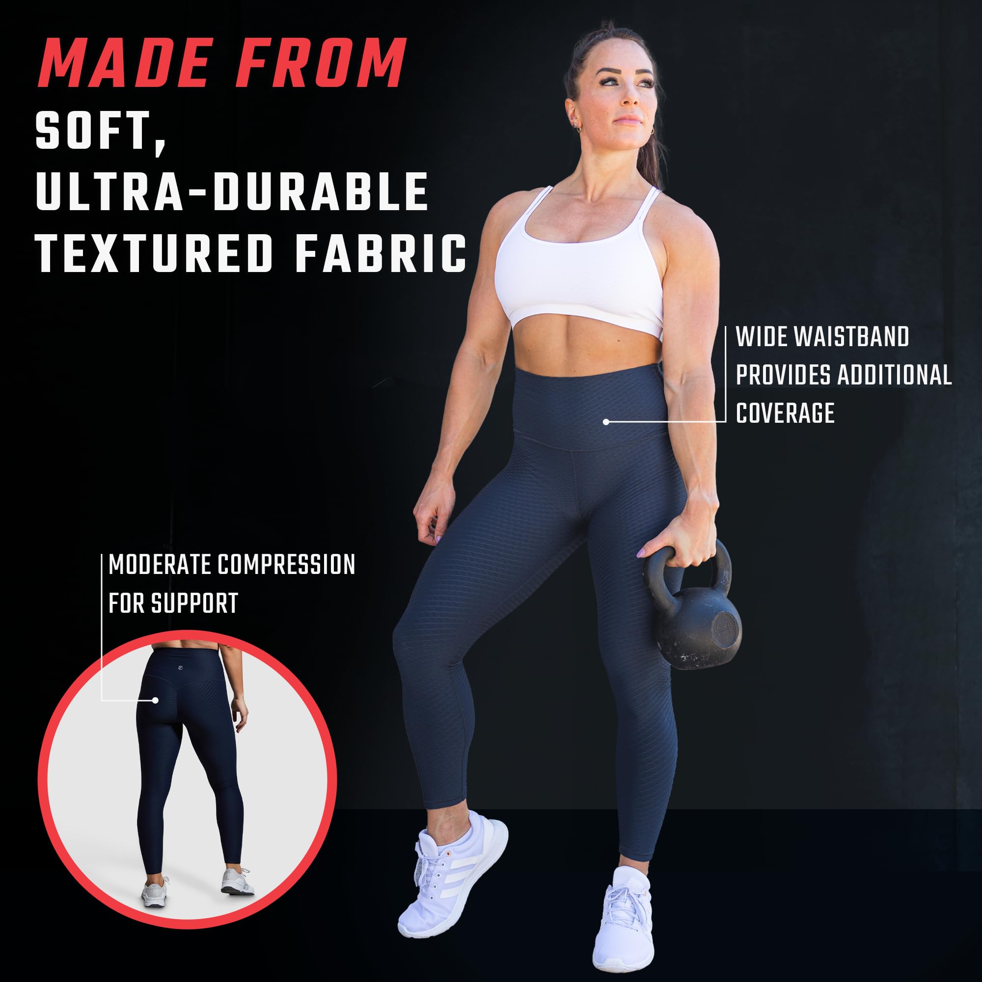 Born Primitive Paragon High-Waisted Workout Leggings for Women (XL, Navy Blue) - Form-Fitting Athletic Yoga Pants & Womens Gym Leggings with Textured Patterned Design for Maximum Flexibility