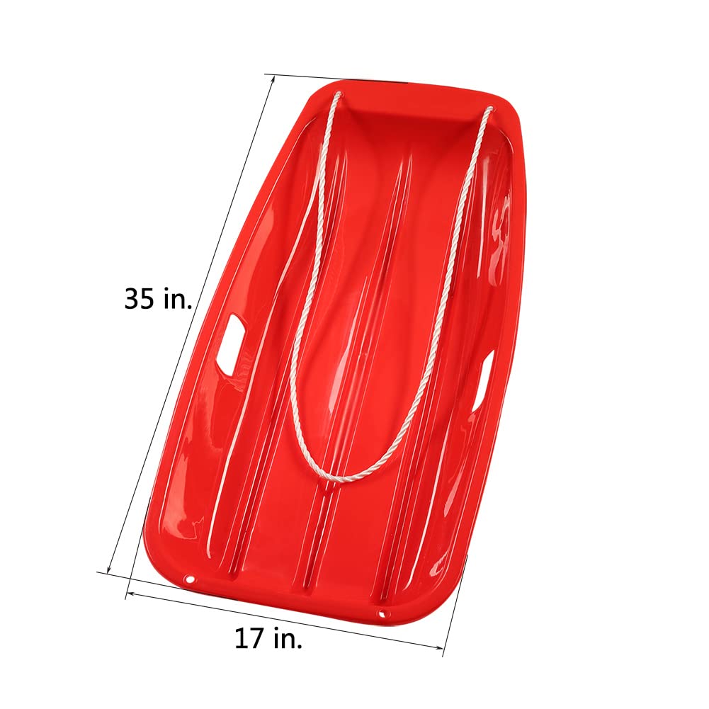 Bynccea Plastic Snow Sleds for Kids 35inch with Pull Ropes