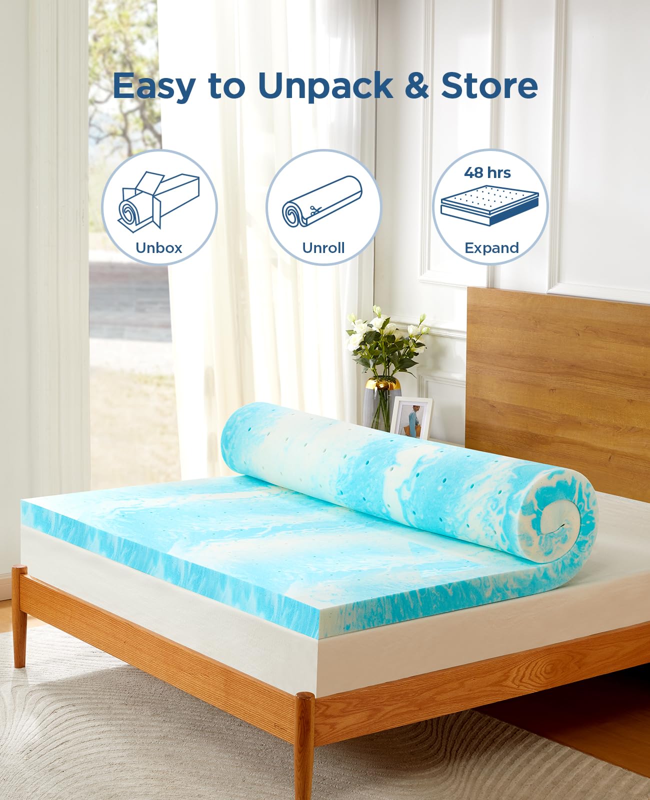 Dreamsmith 2-Inch Twin Size Memory Foam Mattress Topper, Cooling Gel Mattress Topper with Airflow Channels, Medium Softness & Ergonomic Support, CertiPUR-US & Oeko-TEX Certified