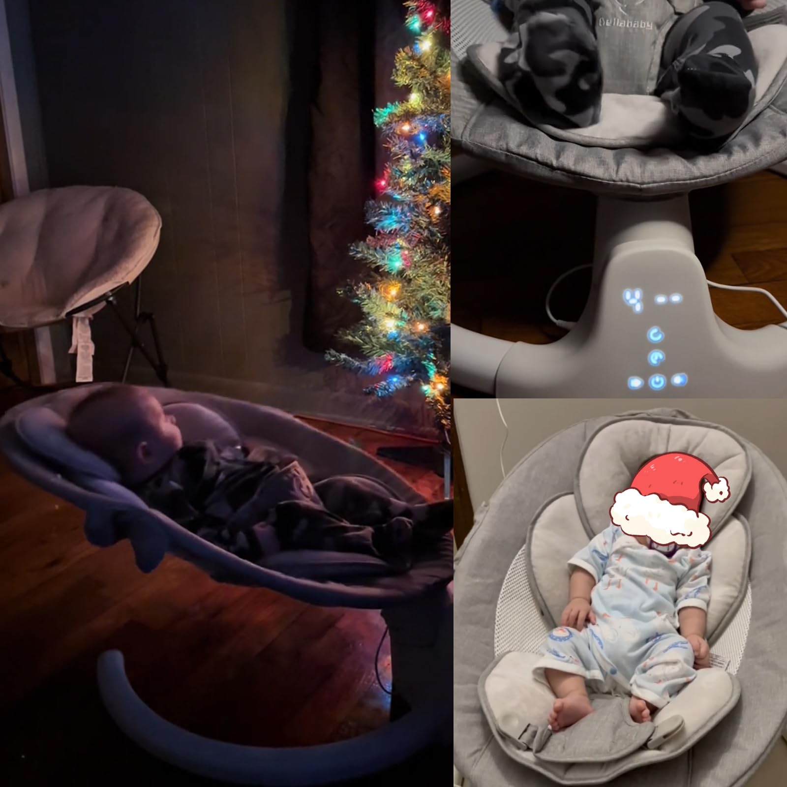 Bluetooth Baby Swing for Infants, Compact & Portable Baby Rocker, 3 Seat Positions, 5 Swing Speed, 10 Lullabies, Remote Control, USB Plug-in Power, Reversible Cushion for All Seasons