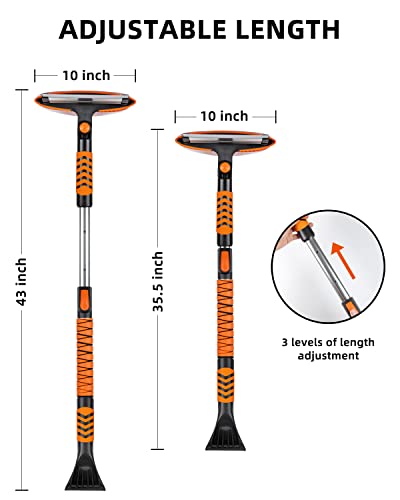 Labeol 43" Snow Brush and Ice Scraper for Car Windshield,Extendable and Detachable Snow Brush and Ice Scraper with Soft Squeegee Foam Grip and 180° Rotating Brush Head for Car SUV Truck Vehicle Window