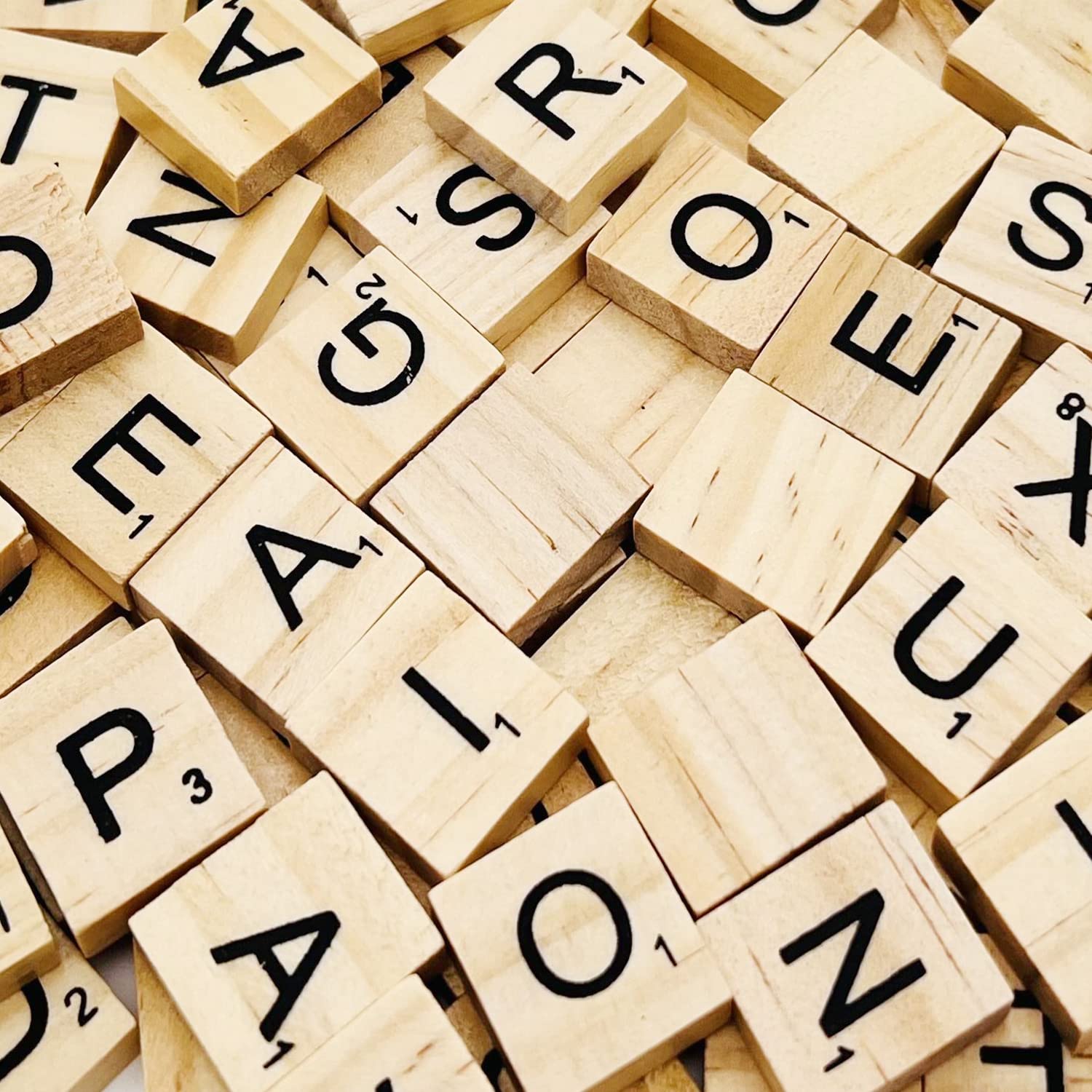 MYYZMY 200 Pcs Scrabble Letters, Wood Scrabble Tiles for Crafts Making Crossword Game