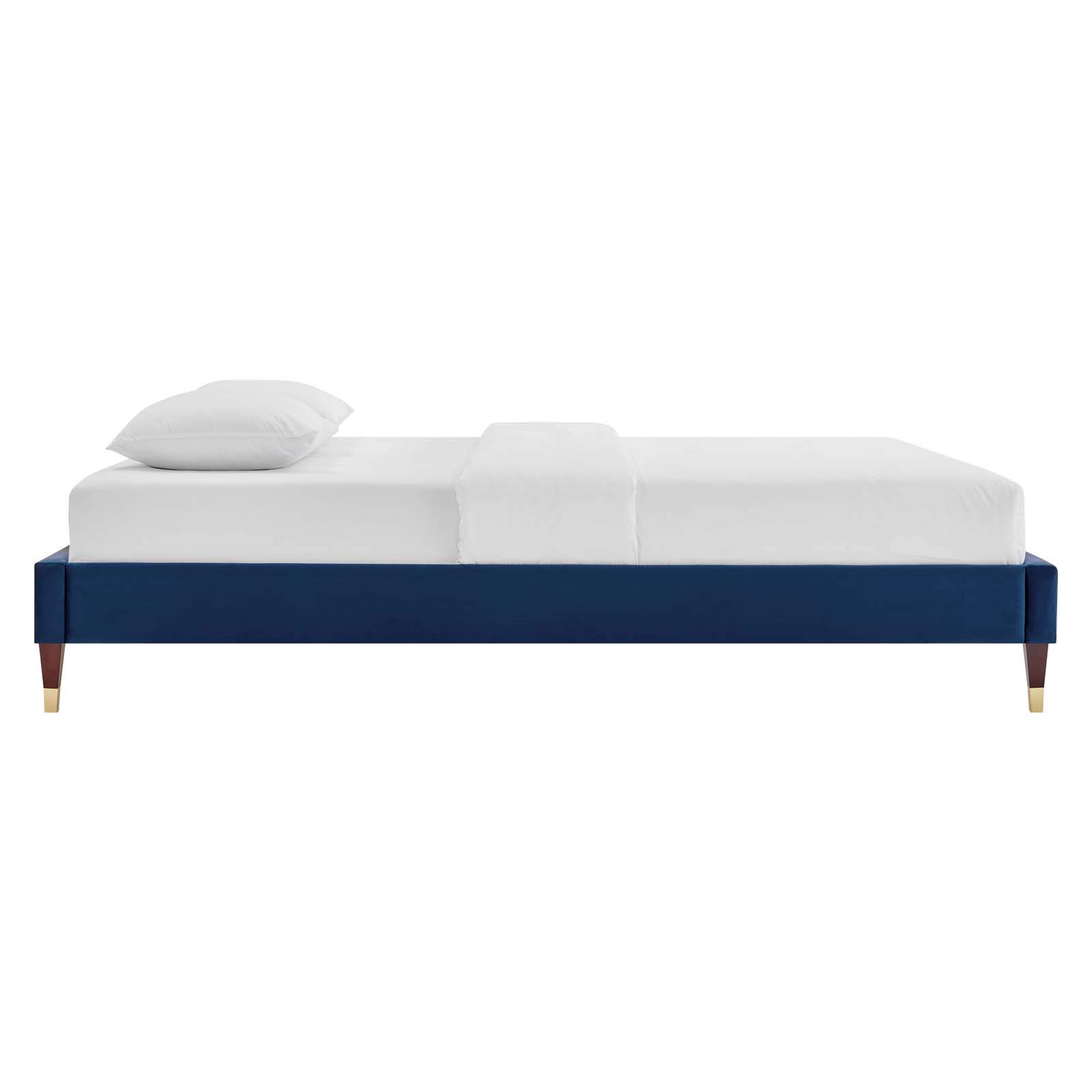 Modway MOD-6271-NAV Harlow King Performance Velvet Platform Bed Frame, Navy