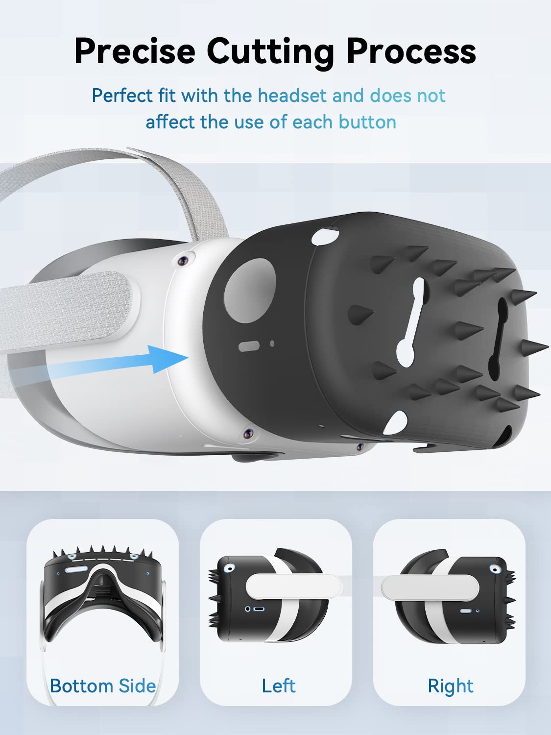 CNBEYOUNG VR Shell Face Cover Touch Controller Grips Cover and Lens Cover for Quest 2, 4-in-1 Protective Cover Accessories Set for Quest 2 for Complete Protection(Rivet)